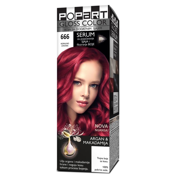 Popart gloss color 666 koralno crvena farba za kosu | Lilly Drogerie OnLine