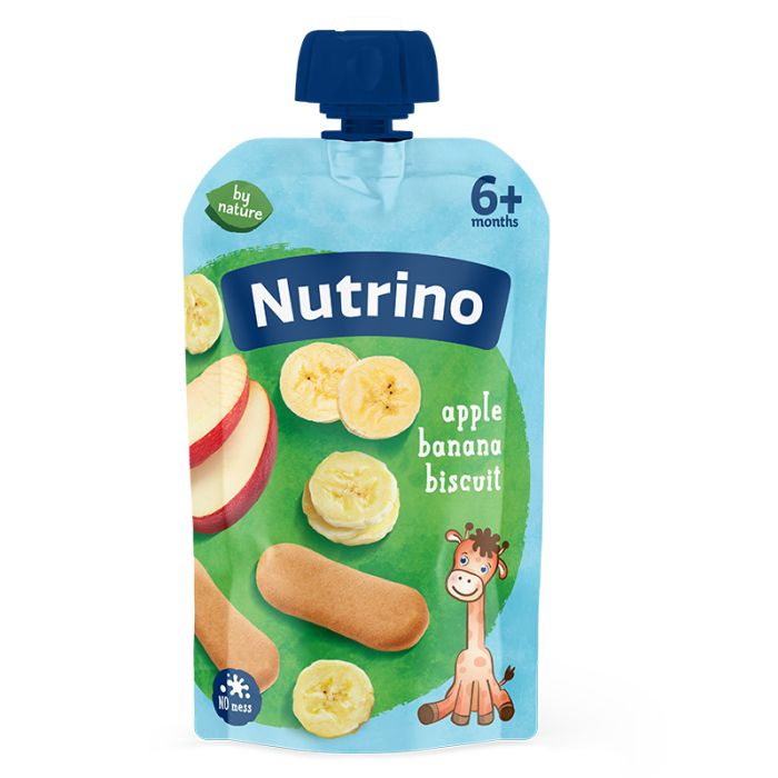 Nutrino voćni pire 6+ jabuka, banana, keks 100g | Lilly Drogerie OnLine