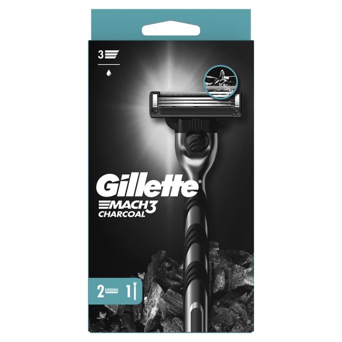 Gillette Mach3 Charcoal drška + 2 dopune | Lilly Drogerie OnLine